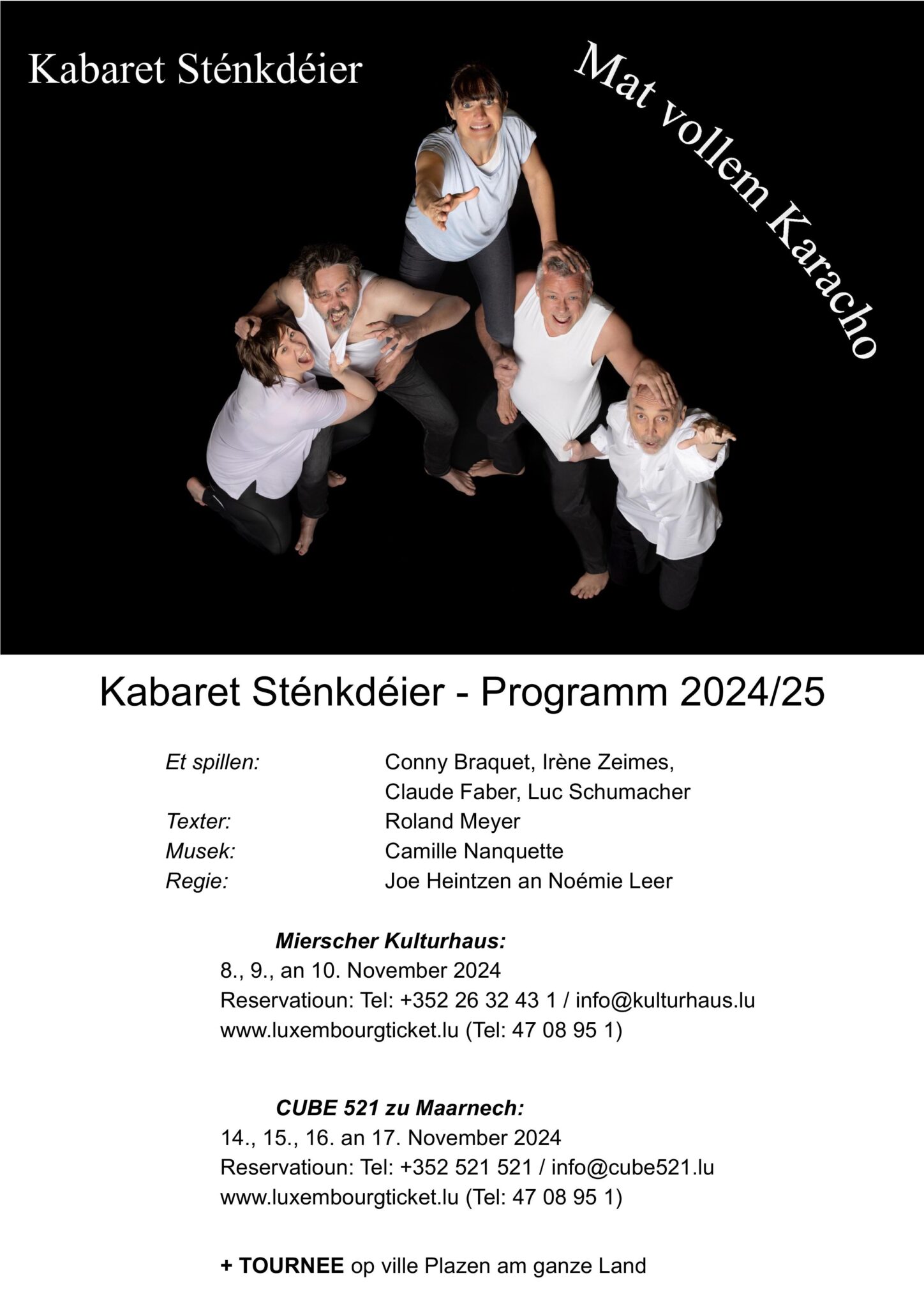 De Programm 2024/25: Mat vollem Karacho – Kabaret Sténkdéier